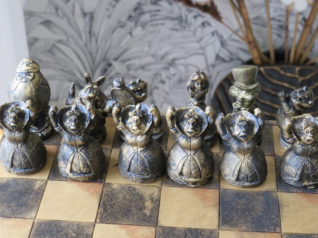 Alice Chess Set With Board Pieces and Drawer. - Etsy