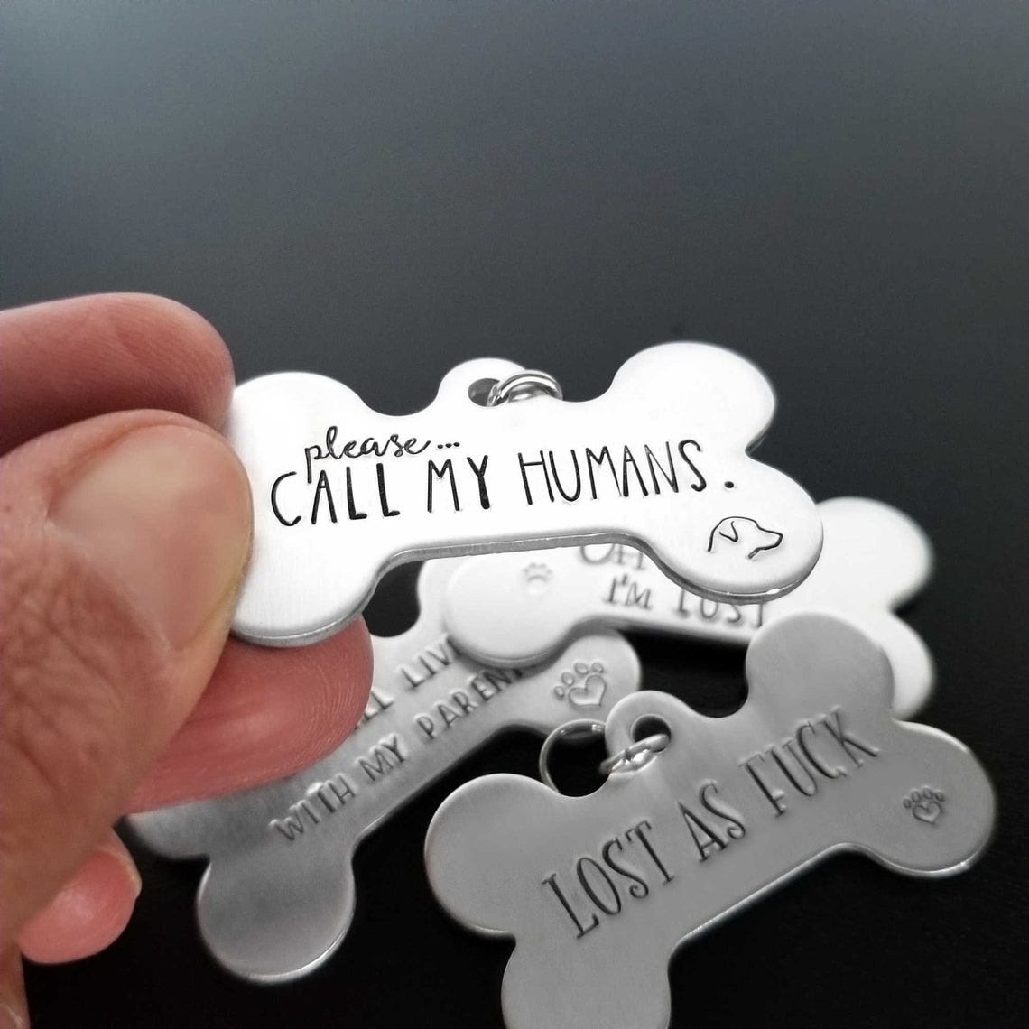 Dog Tag Funny Personalized Non Engraved Custom Bone Dog | Etsy