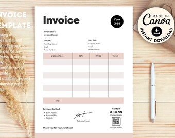 Invoice Template, Editable, Small Business Invoice Template Printable ...