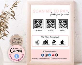 Scan to Pay Sign, QR Code Pay Sign, Printable Payment Sing, Editable ...