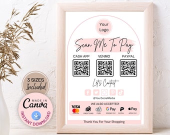 Scan to Pay Sign Template, Printable Scan to Pay Template, Editable ...