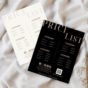 Bundle Price List Template, Editable Price Lists Template Canva, Beauty ...