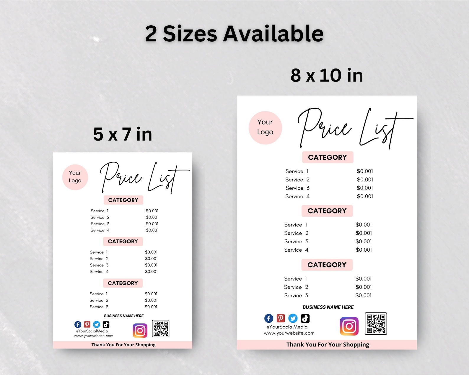 Price List Template Editable Price Lists Template Canva - Etsy