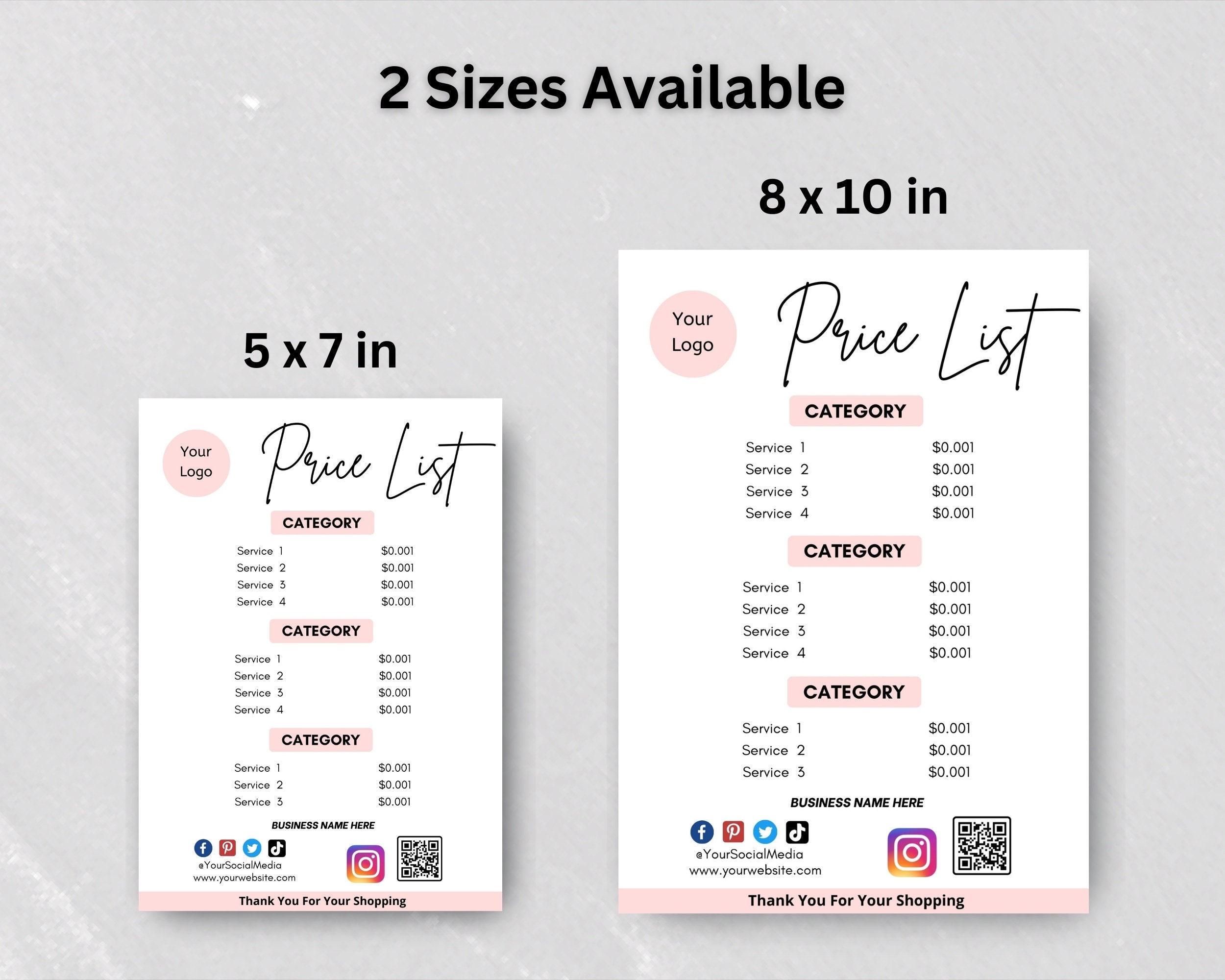 Price List Template Editable Price Lists Template Canva - Etsy