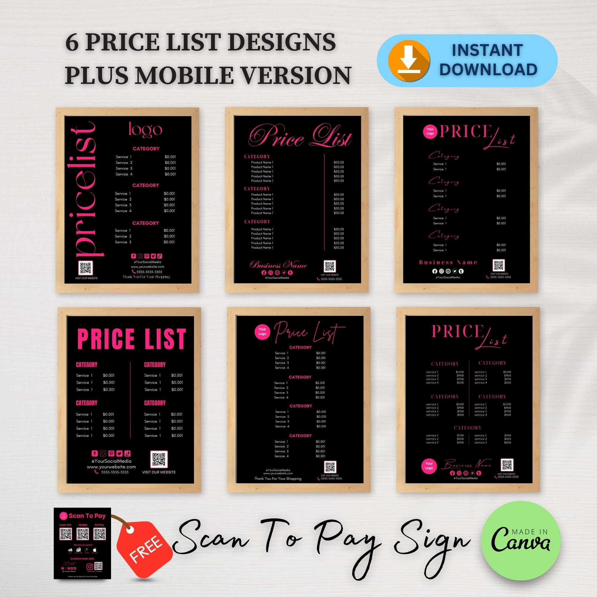 Bundle Price List Template, Editable Pricelist Sign, Nail Makeup ...