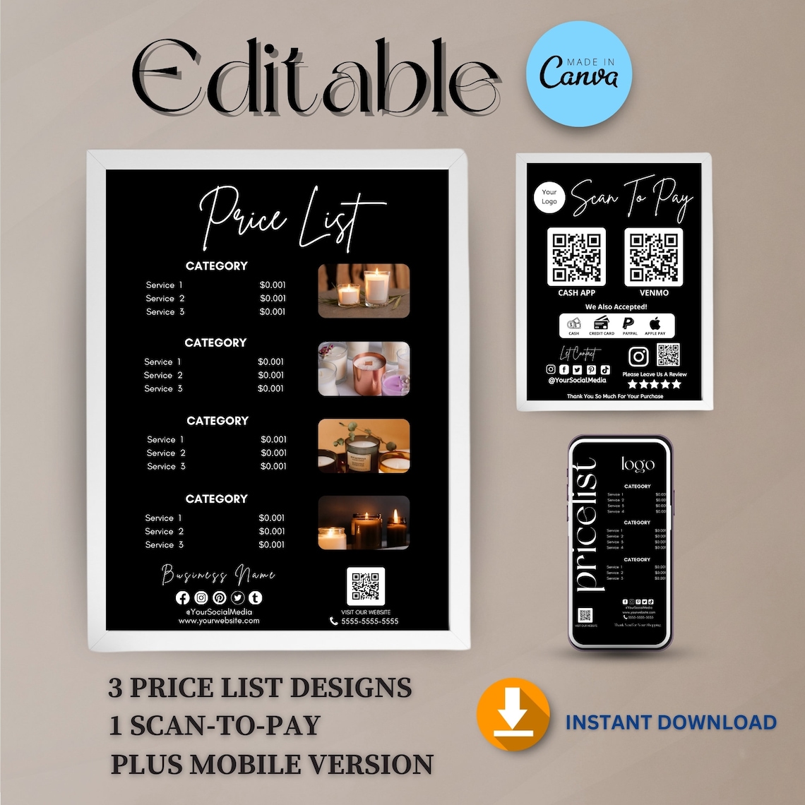 Small Business Price Lists Template, Beauty Price List, Printable ...