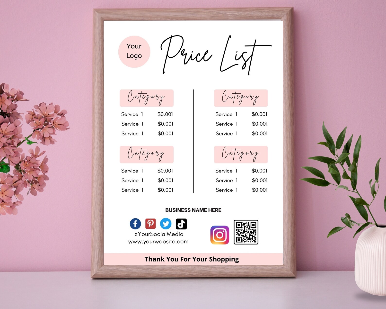 Price List Template Editable Price Lists Template Canva - Etsy