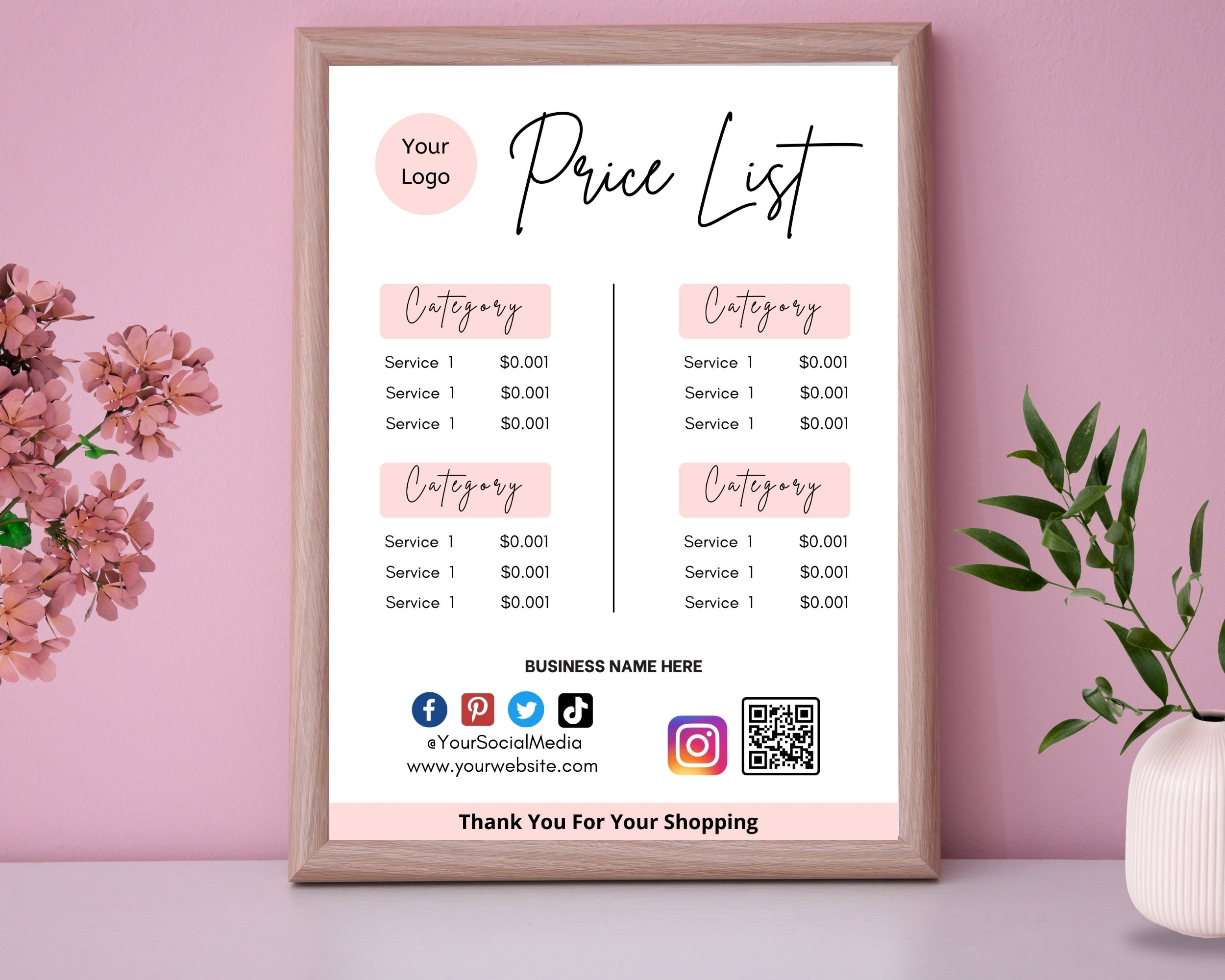 Price List Template Editable Price Lists Template Canva - Etsy
