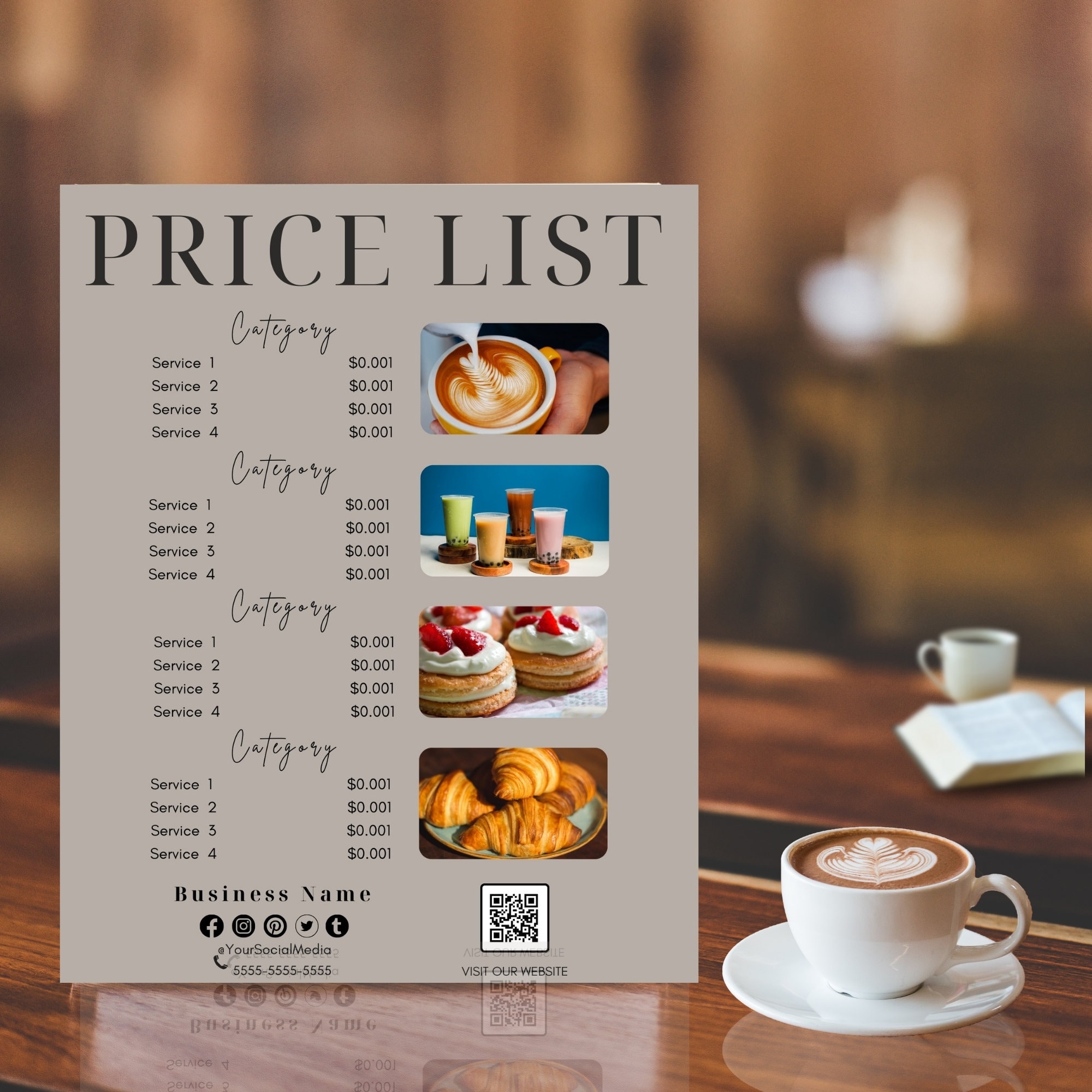 Business Price List Template: Editable Minimalist Design (canva) - Etsy