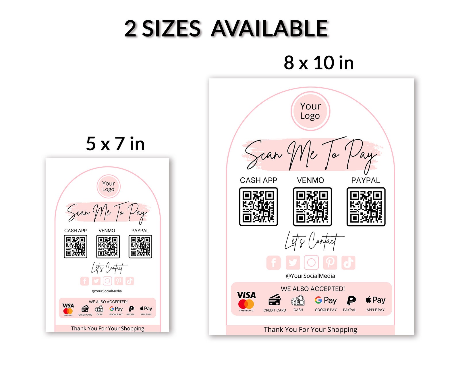 Editable QR Code Sign Printable Payment Sign Scan to Pay - Etsy