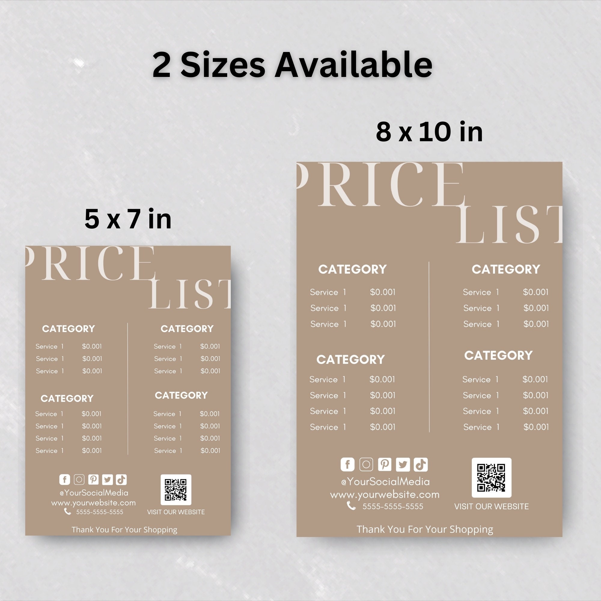 Bundle Price List Template, Editable Price Lists Template Canva, Beauty ...