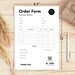 Editable Business Order Form, Order Form Template, Custom Order Form ...