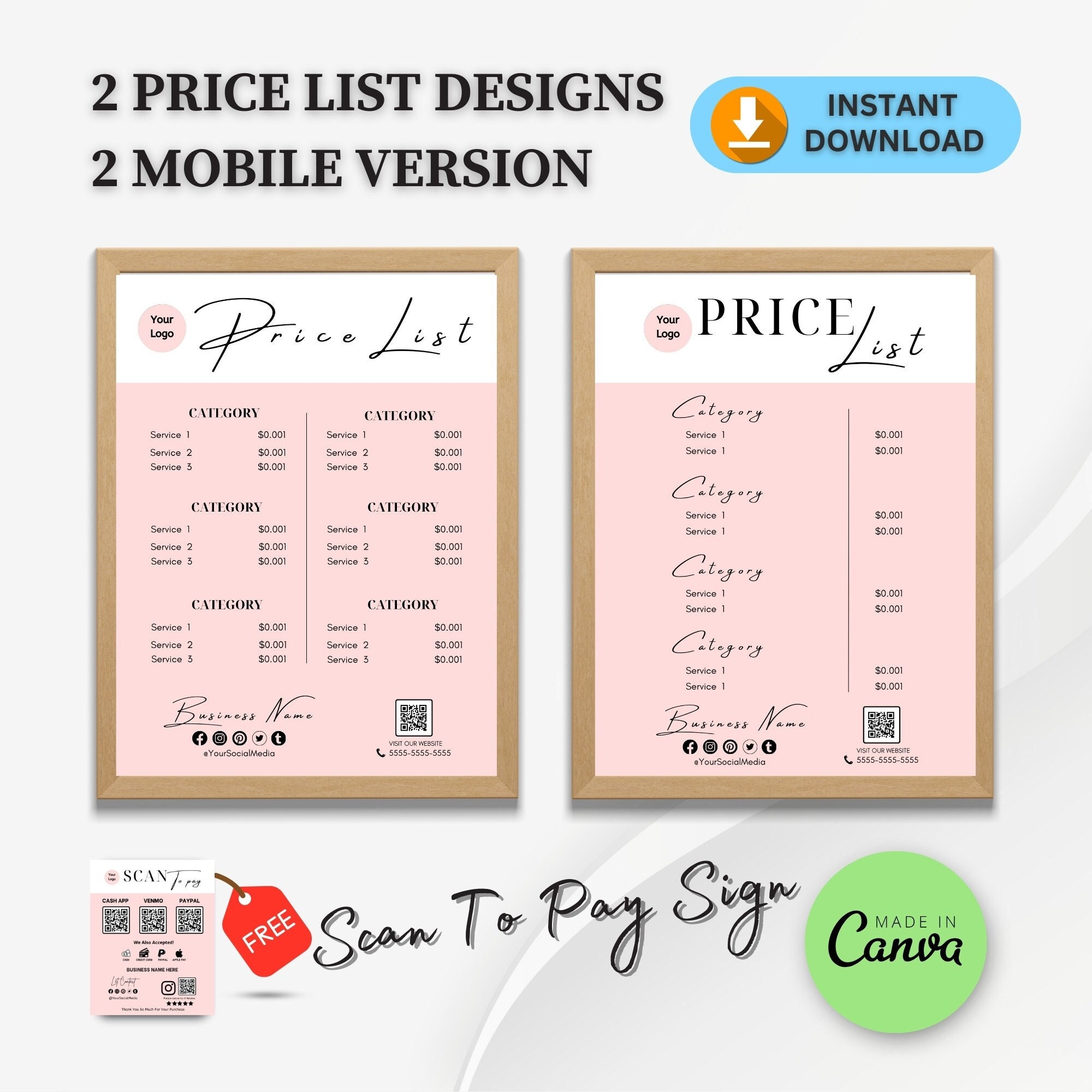Editable Price List Template, Printable Pricelist Sign, Nail Makeup, Lashes, Price Lists Canva ...