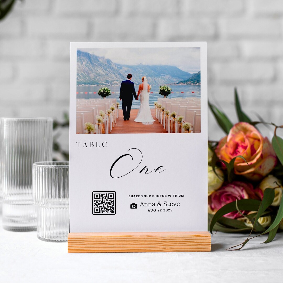 Photo Table Numbers Sign, Minimal Table Number Template, Modern Table ...