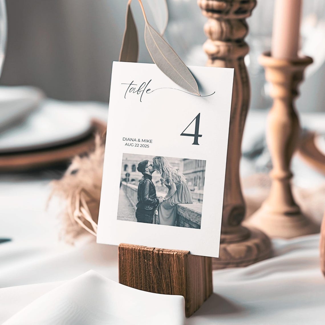 Modern Wedding Photo Table Number Template (digital Download) - Etsy