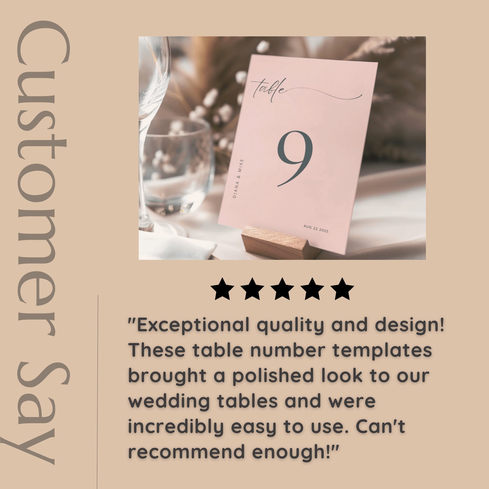 Minimalist Wedding Table Number Template: Editable DIY Sign (digital ...