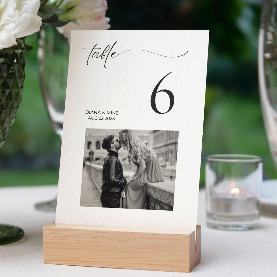 Modern Wedding Photo Table Number Template (digital Download) - Etsy