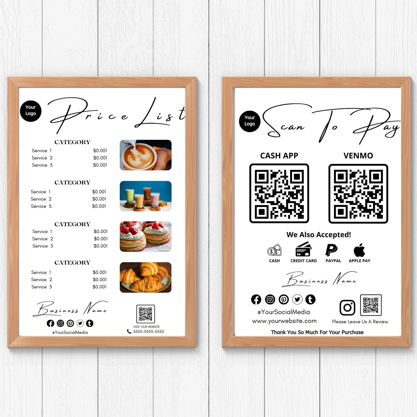 Price List Template, Editable Business Price List, Minimalist Printable ...