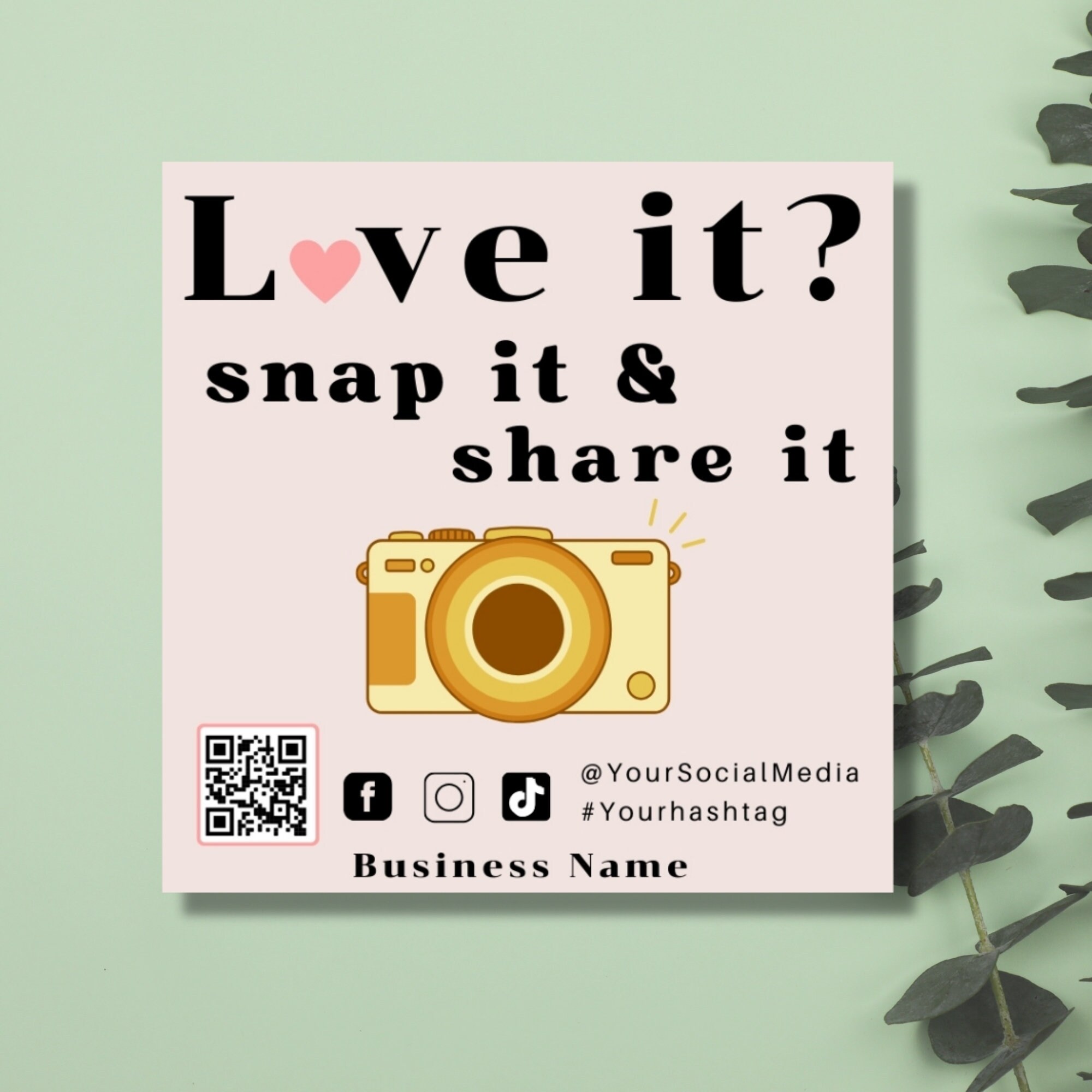 4 Bundle Editable Snap and Share Card Template Follow Us on - Etsy