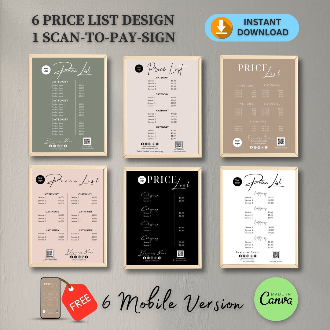 Editable Price List Template: Small Business Pricing Guide (digital ...