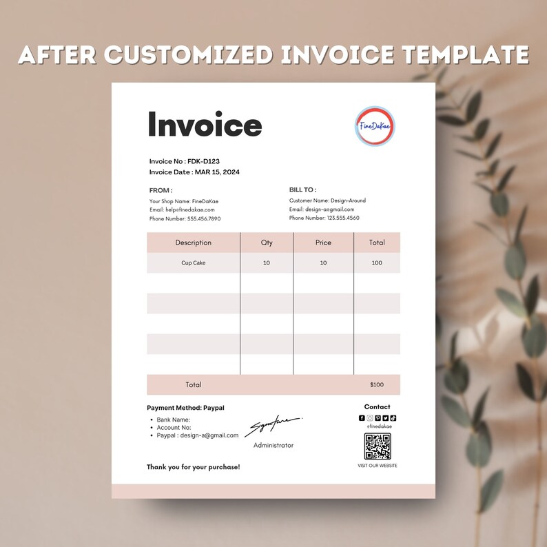 Invoice Template Editable, Invoice Template for Small Business ...