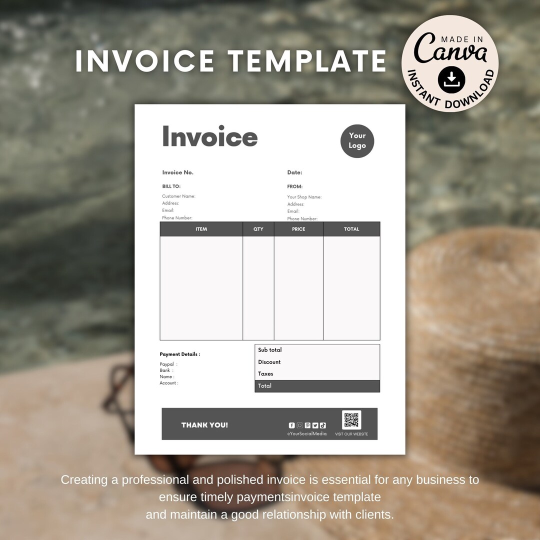 Invoice Template PDF, Custom Invoice, Business Invoice, Editable ...