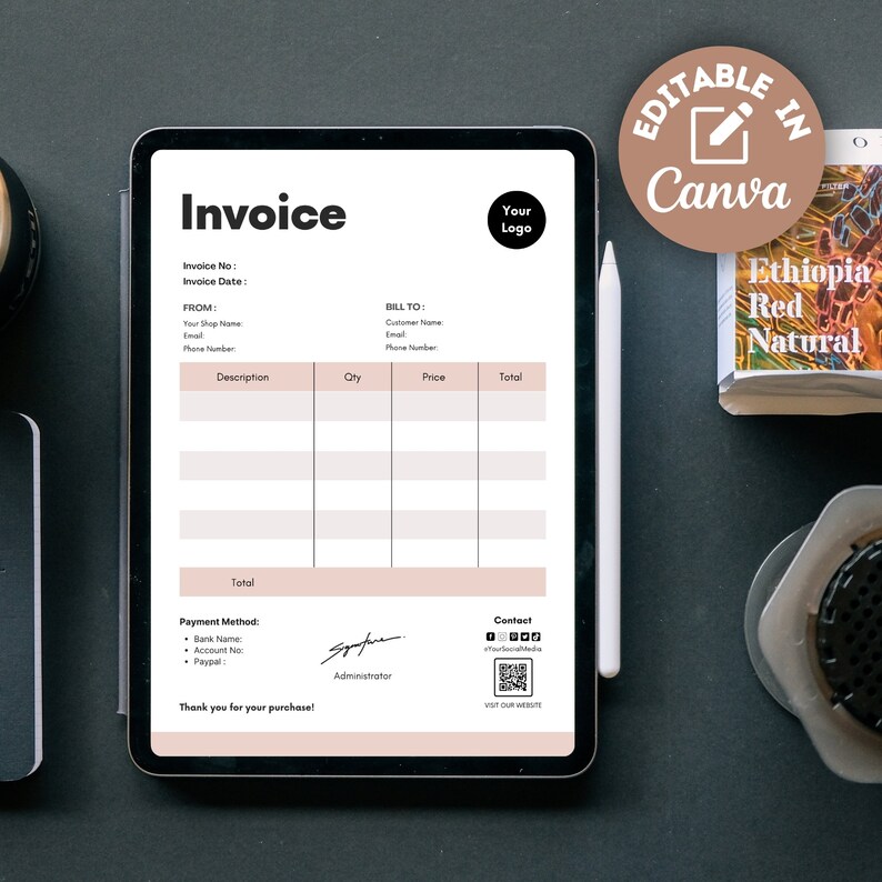 Invoice Template Editable, Invoice Template for Small Business ...