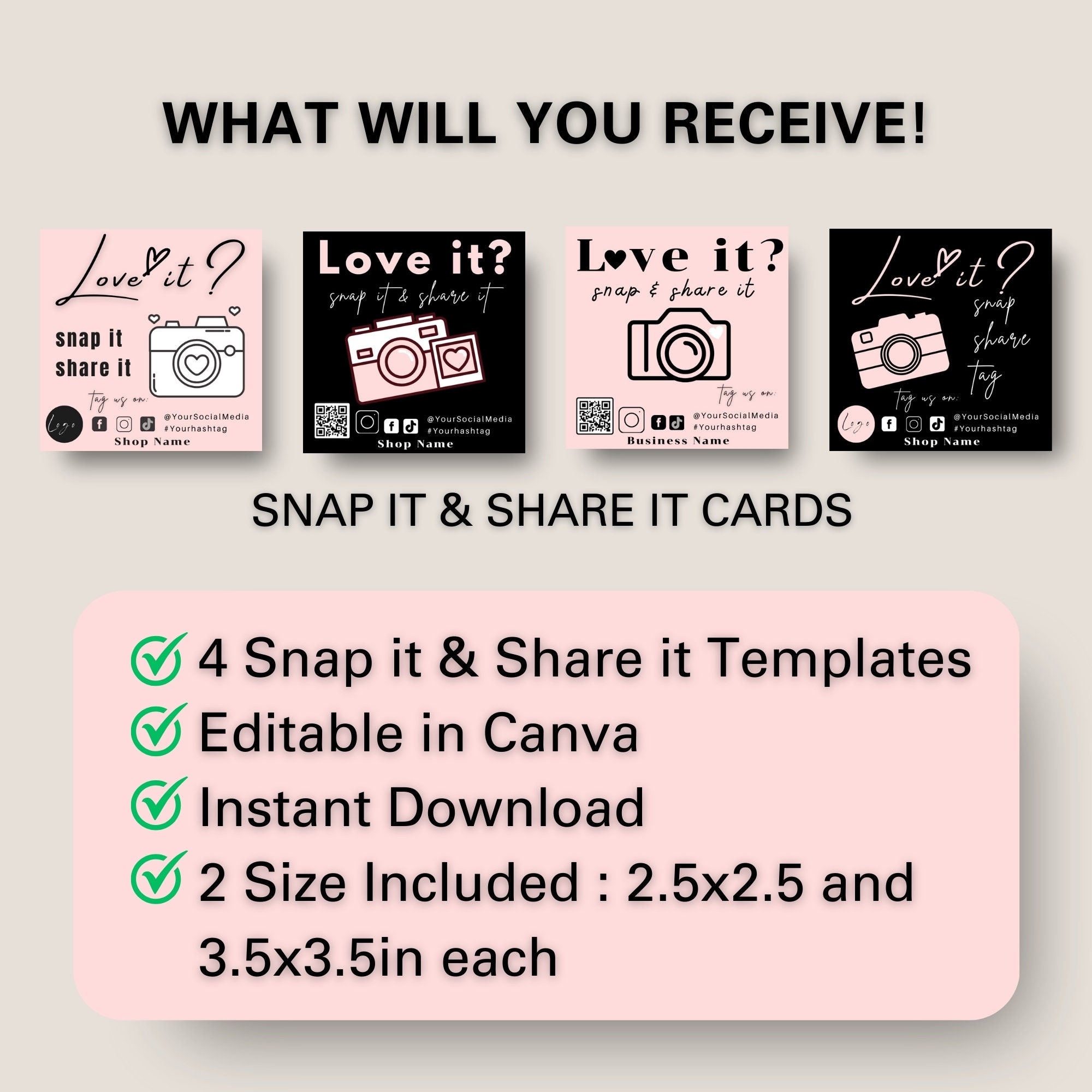 Snap & Share Card Template Bundle: Social Media Inserts (digital ...