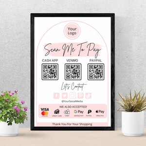 Editable QR Code Sign Printable Payment Sign Scan to Pay - Etsy