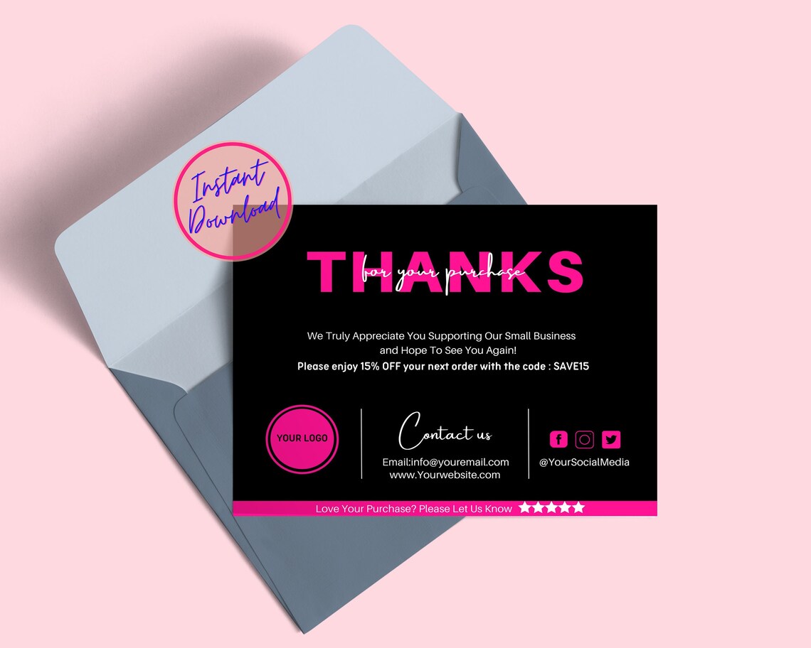 Thank You Business Cards Template and DIY Editable - Etsy