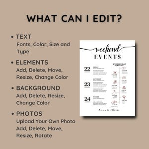 Editable Wedding Day Timeline Template, Wedding Weekend Schedule ...