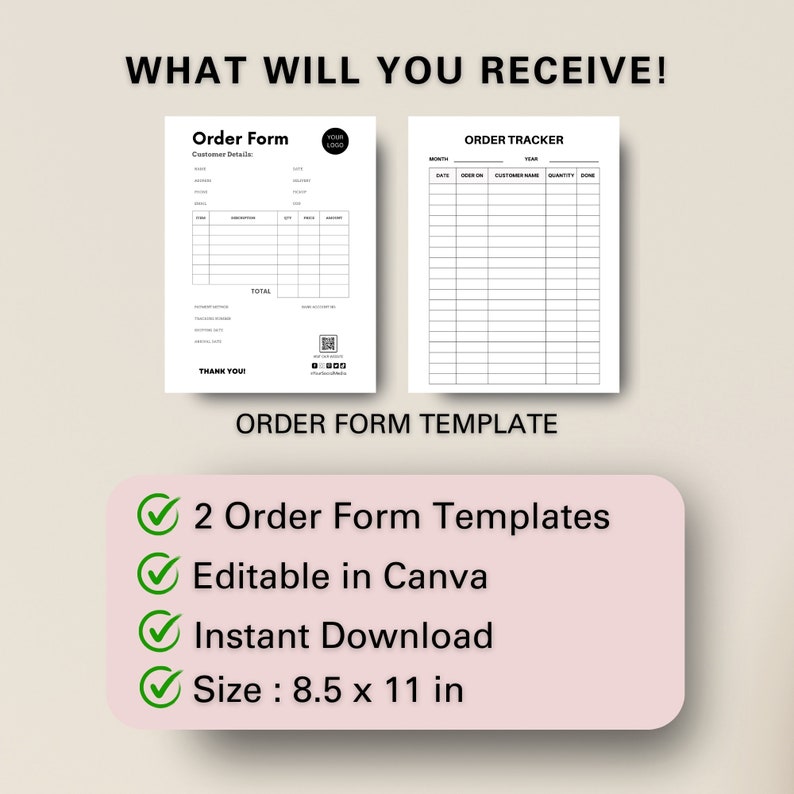 Editable Business Order Form, Order Form Template, Custom Order Form ...