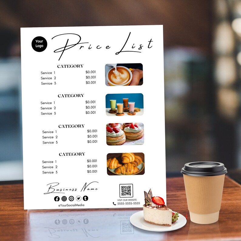 Price List Template, Editable Business Price List, Minimalist Printable, Salon Pricing Sheet ...