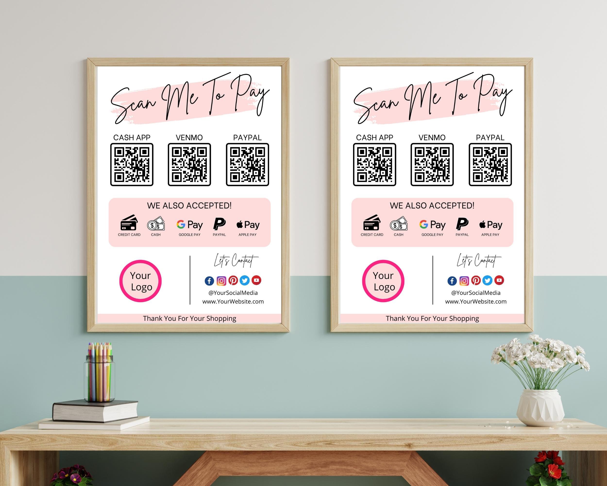 Editable QR Code Sign Scan to Pay Template Printable Payment - Etsy Canada