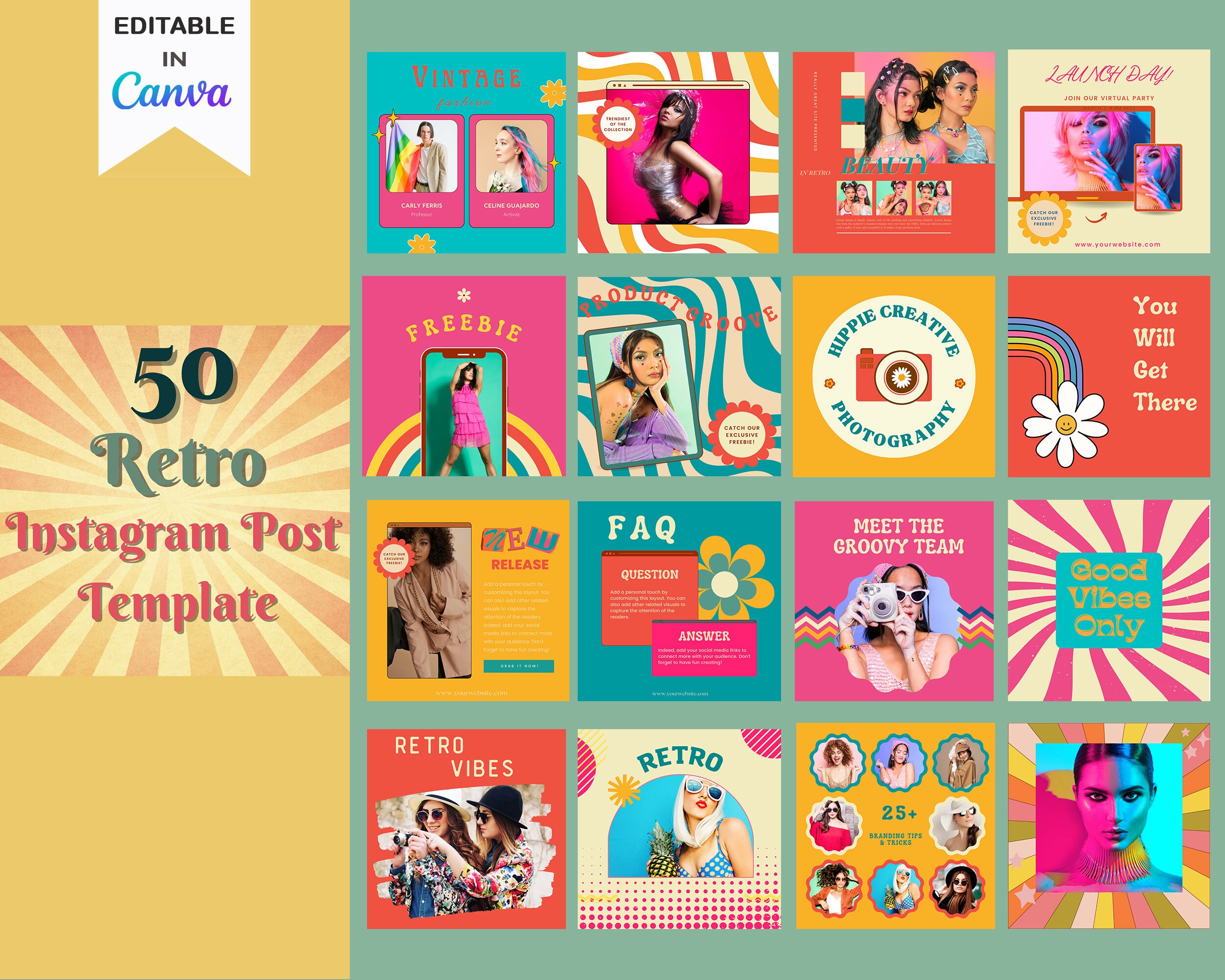 Retro Instagram Post, Instagram Post Templates, Instagram Feed ...
