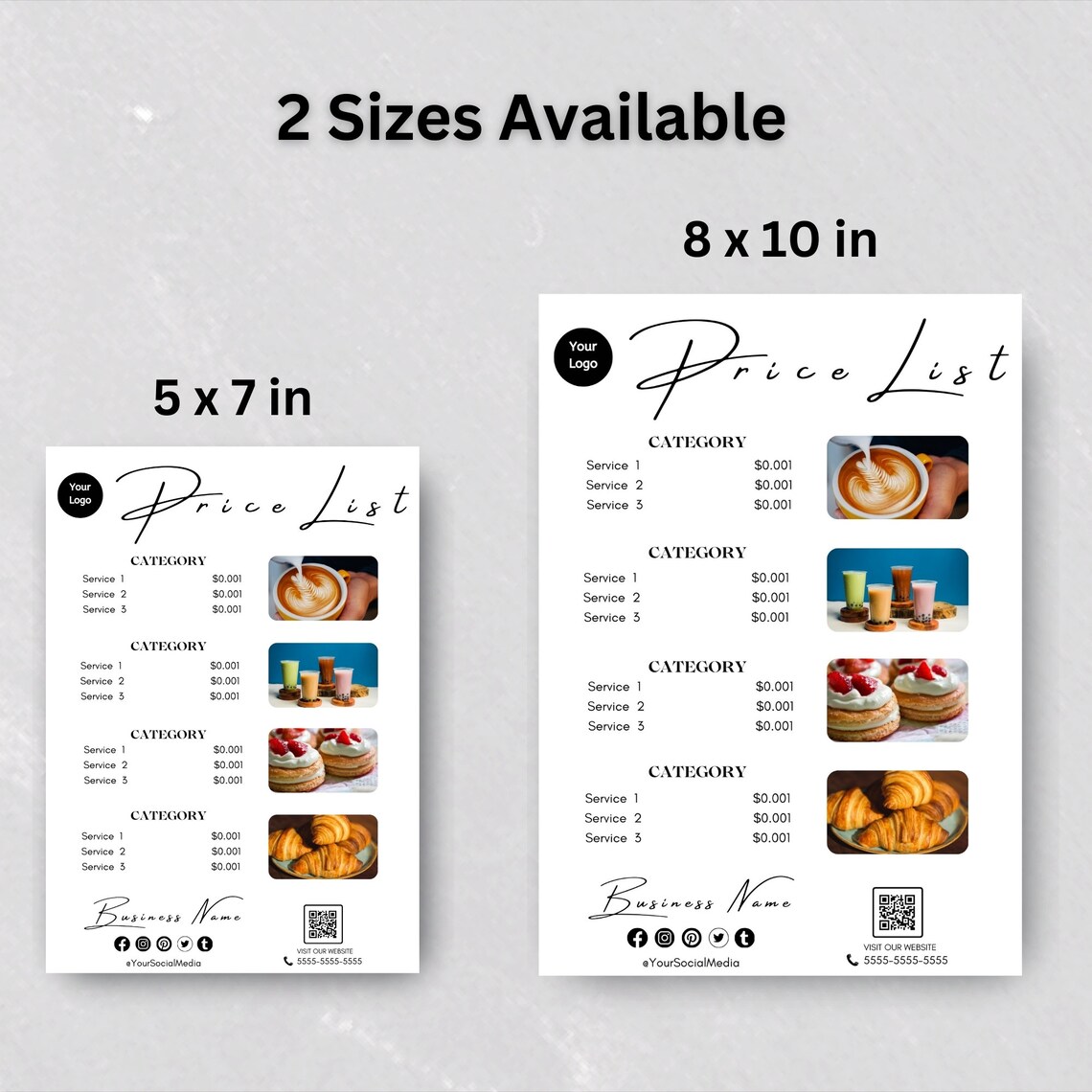Price List Template, Editable Business Price List, Minimalist Printable ...