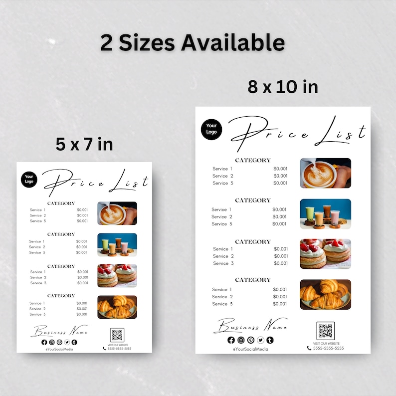Price List Template, Editable Business Price List, Minimalist Printable ...