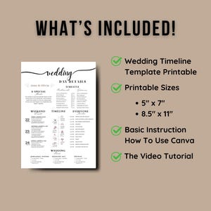 Wedding Day Timeline Template, Printable Itinerary, Wedding Planning ...