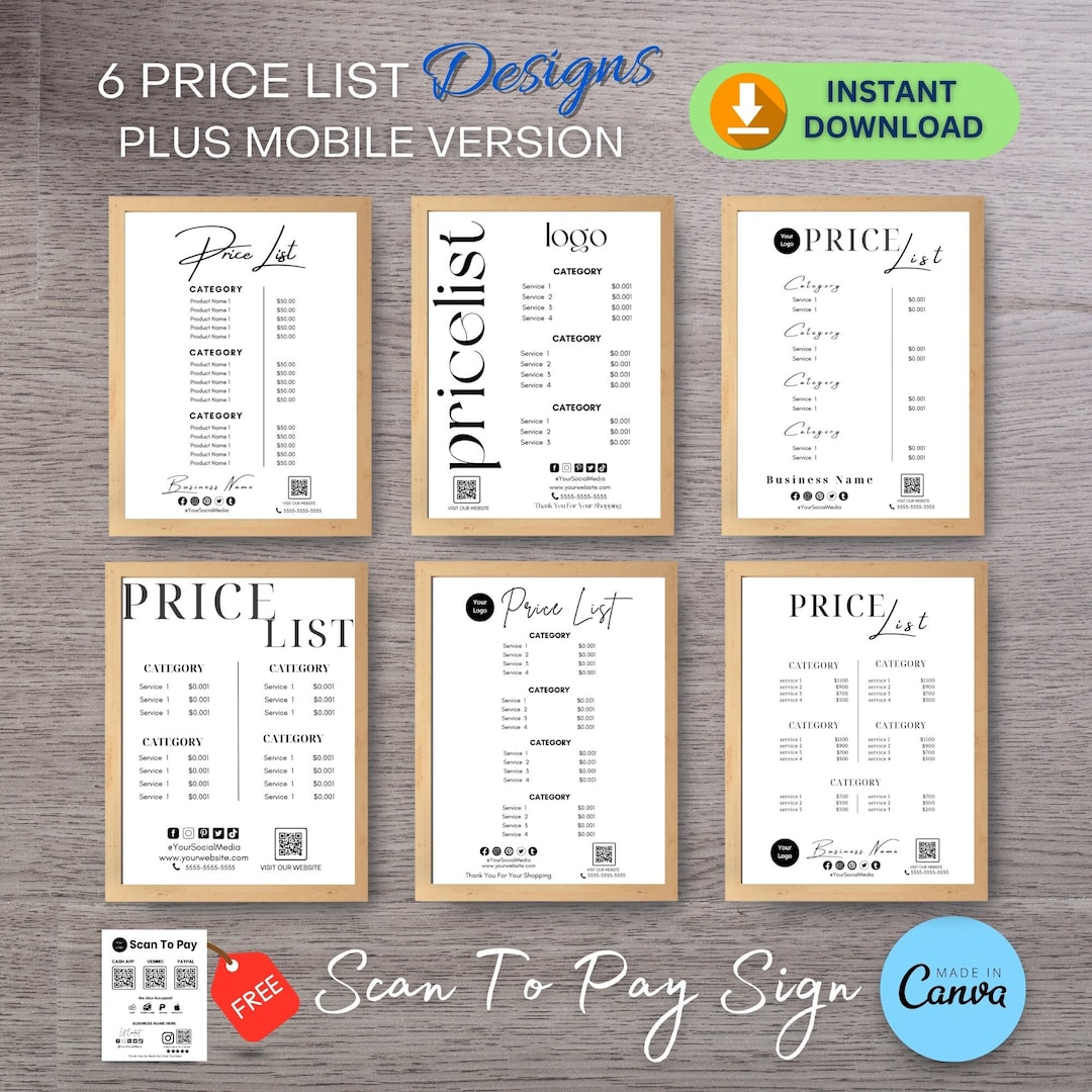 Editable Price List Template: Salon, Makeup, Lashes (canva, Digital ...