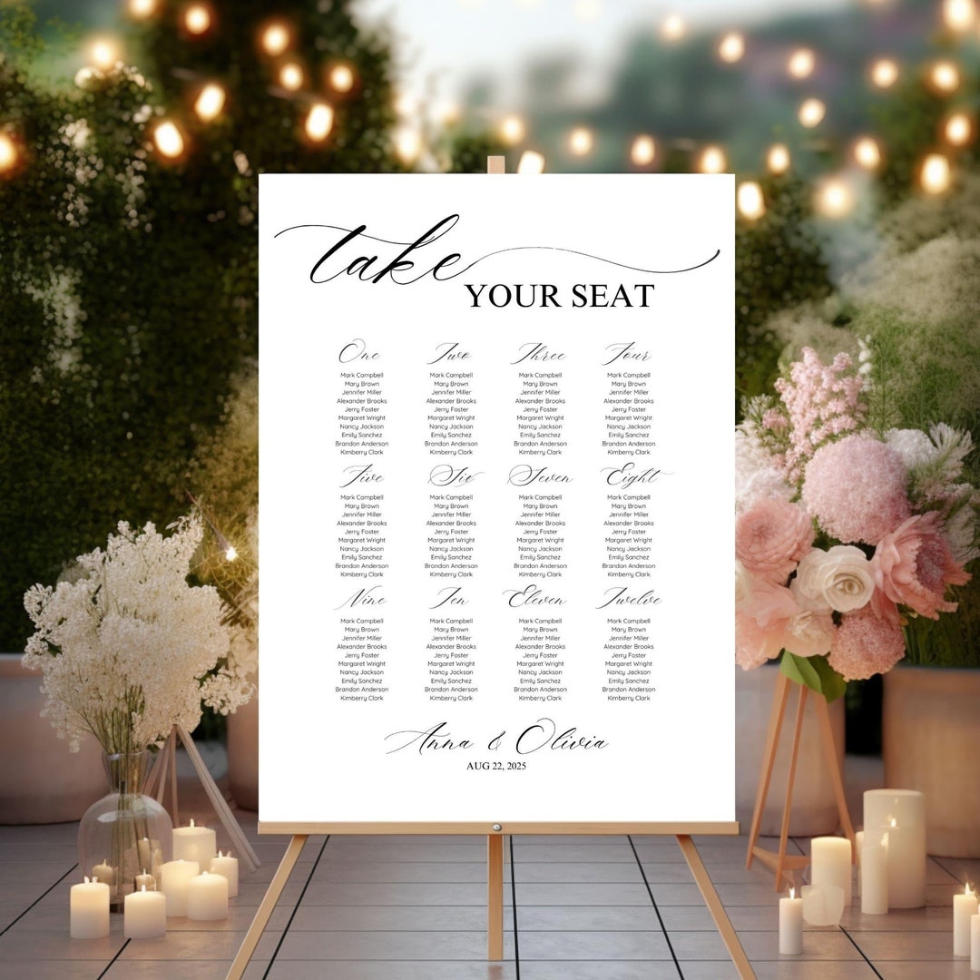 Minimalist Seating Chart Template Modern Table Seating Chart Sign ...