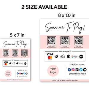 Printable Payment Sign, Editable QR Code Template, Scan to Pay Card ...