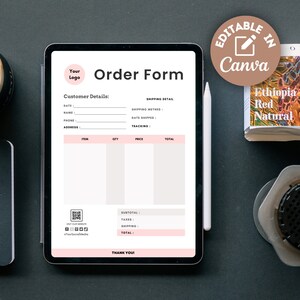 Editable Order Form, Custom Order Form, Order Form Template, Small ...