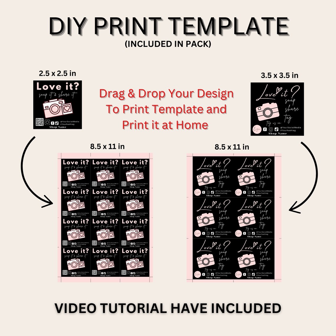 Snap & Share Card Template Bundle: Social Media Inserts (digital ...