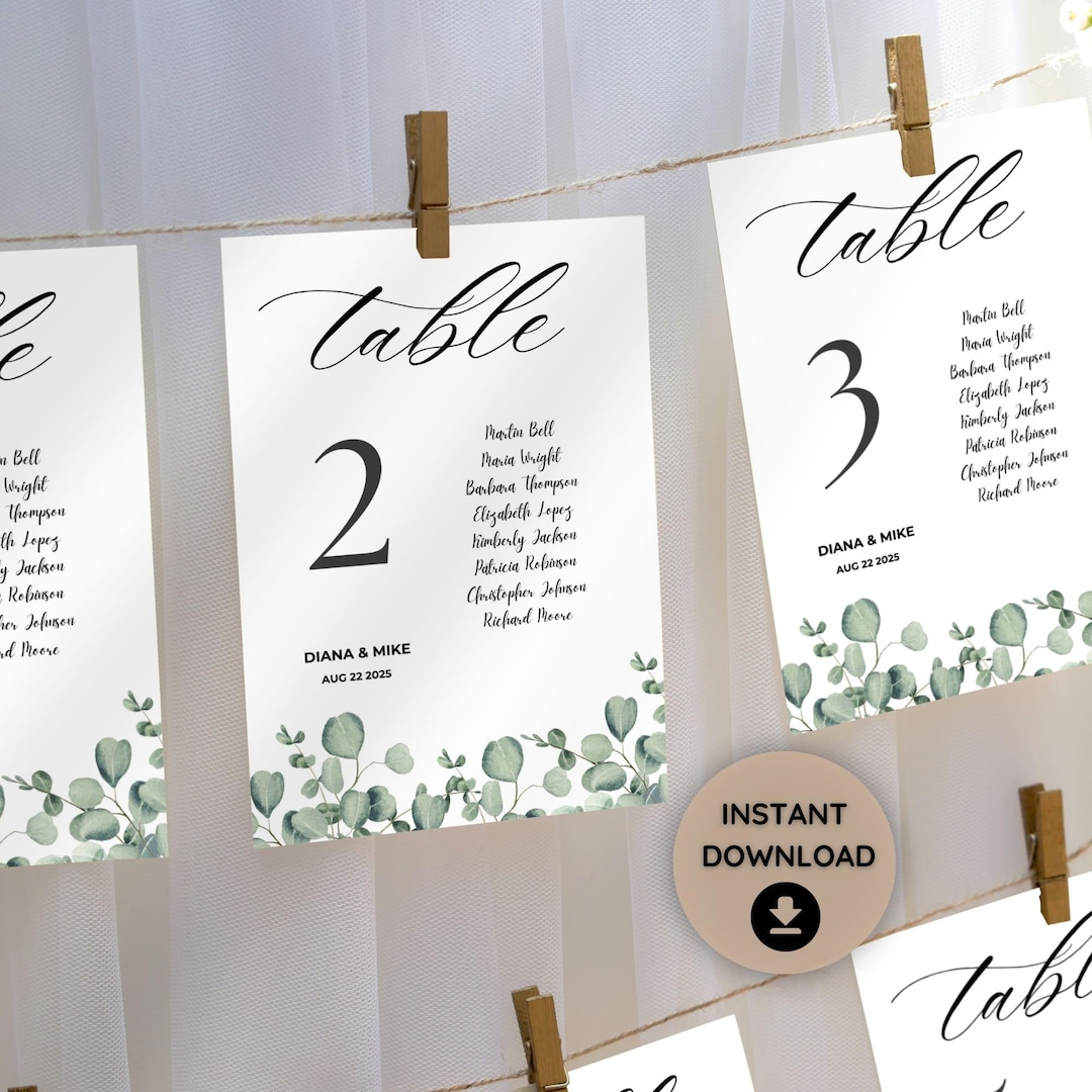 Wedding Seating Chart Sign Template Printable Hanging Seating Chart ...