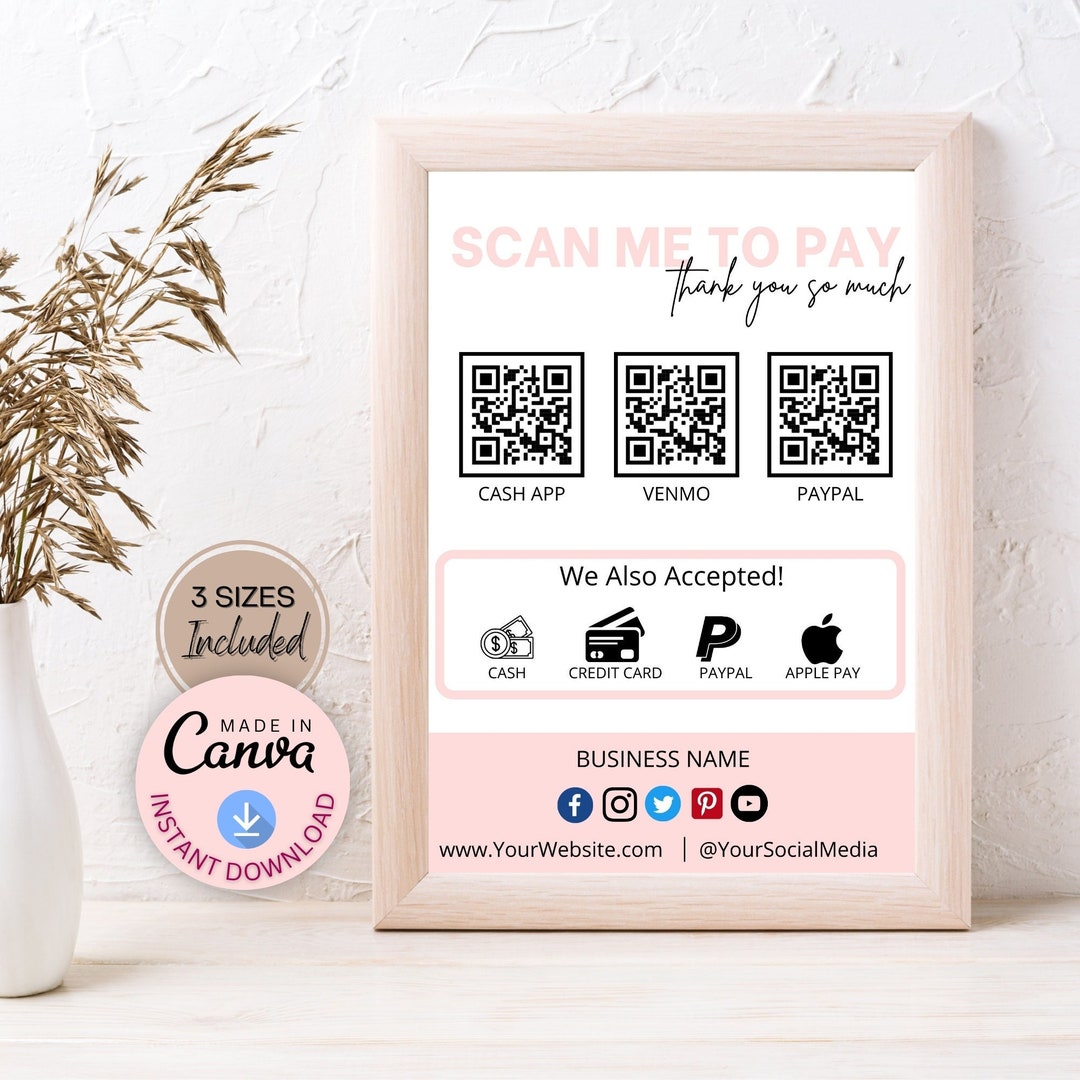Payment Sign Template, Editable Scan to Pay Sign, Scan to Pay Canva ...