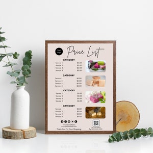 Business Price List Template: Editable Minimalist Design (canva) - Etsy
