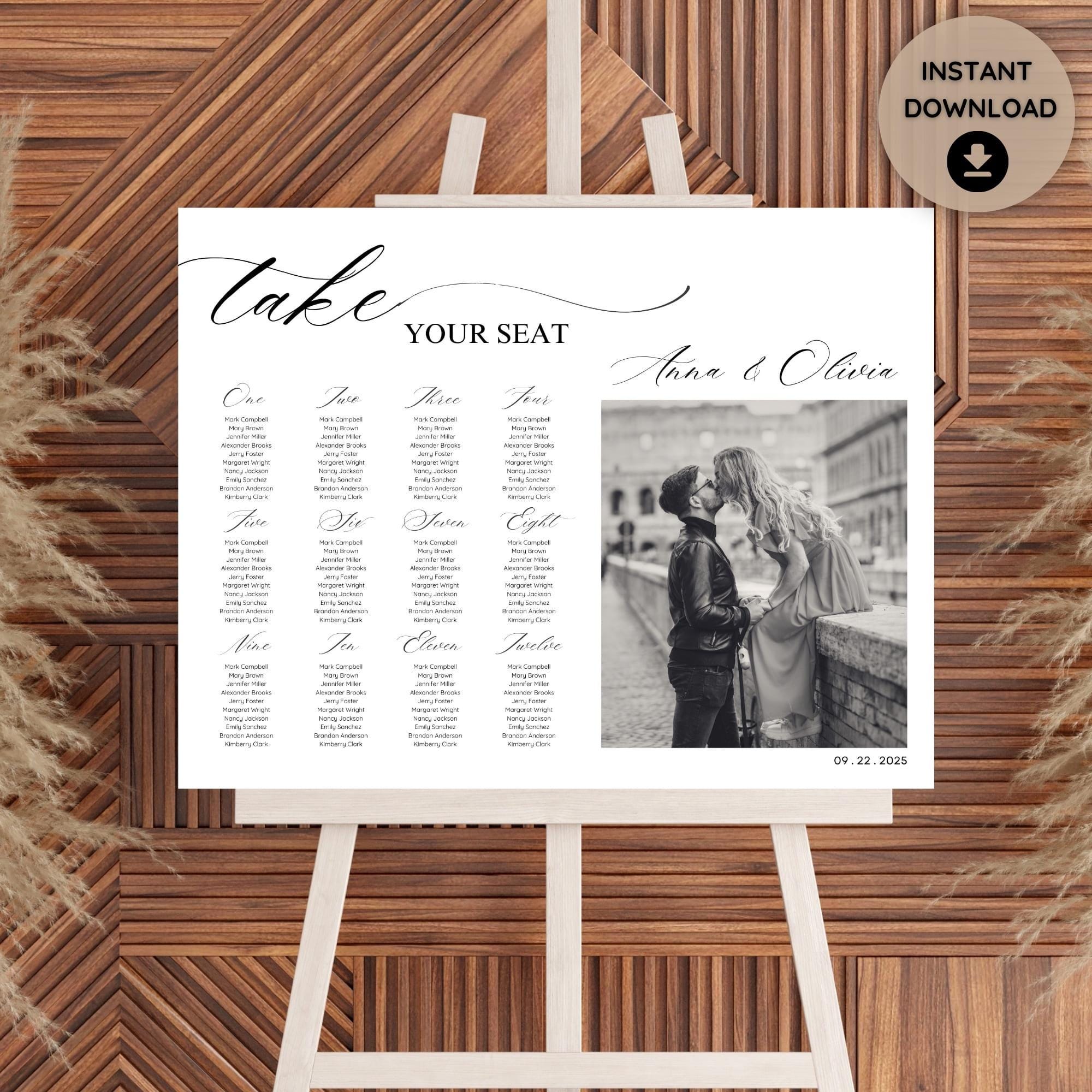 Modern Wedding Seating Chart Template With Photo (digital Download) - Etsy