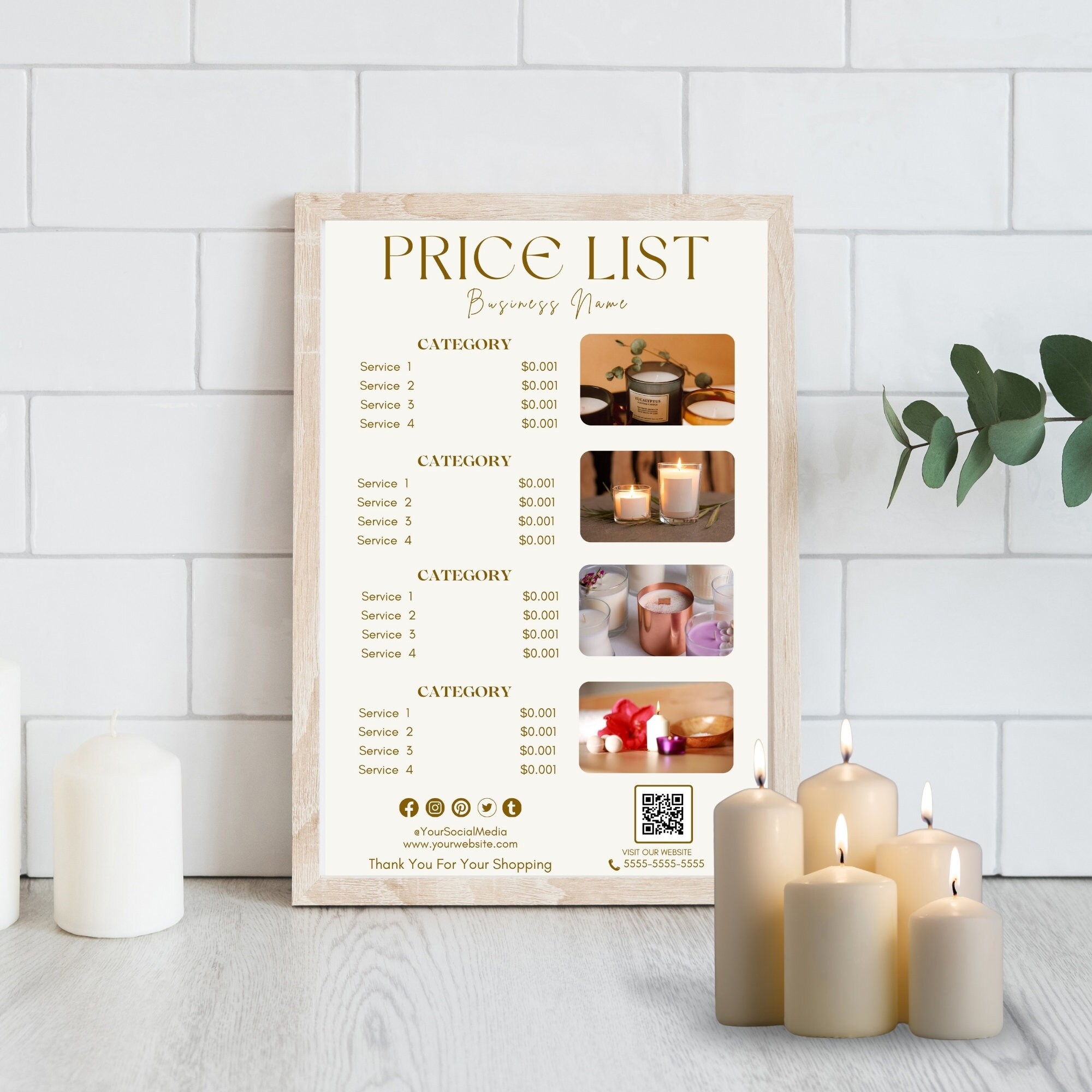 Business Price List Template: Editable Minimalist Design (canva) - Etsy