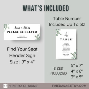 Minimalist Seating Chart Cards, Wedding Seating Card Template, Modern ...