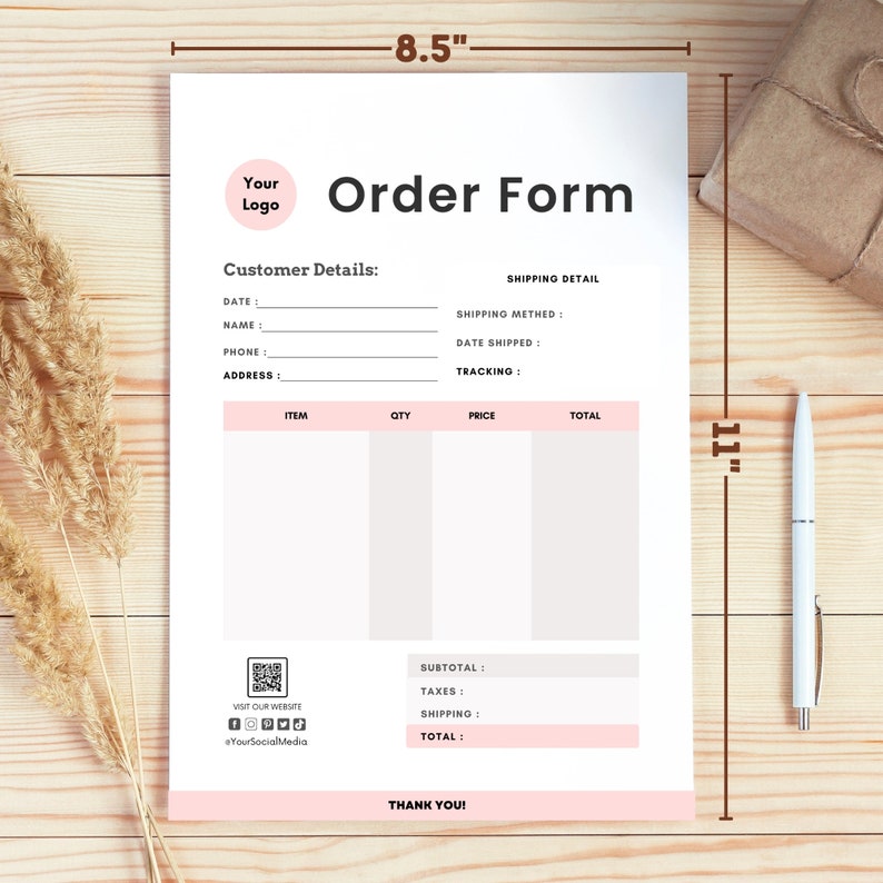 Editable Order Form, Custom Order Form, Order Form Template, Small ...